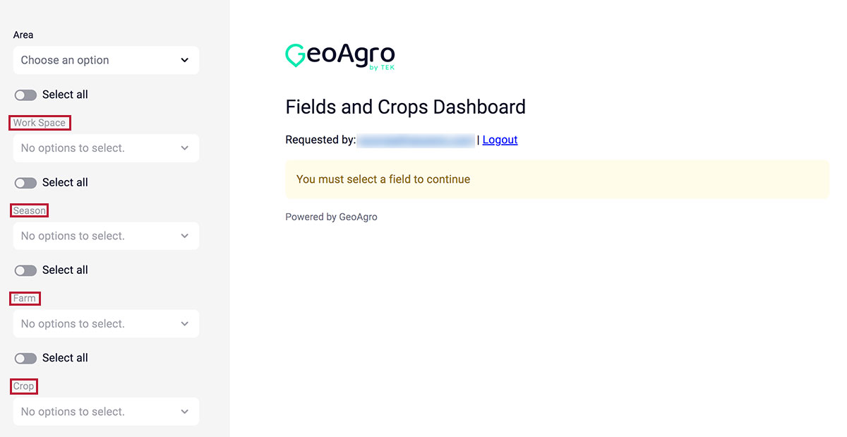 Fields And Crops Dashboard Customer Portal Geoagro